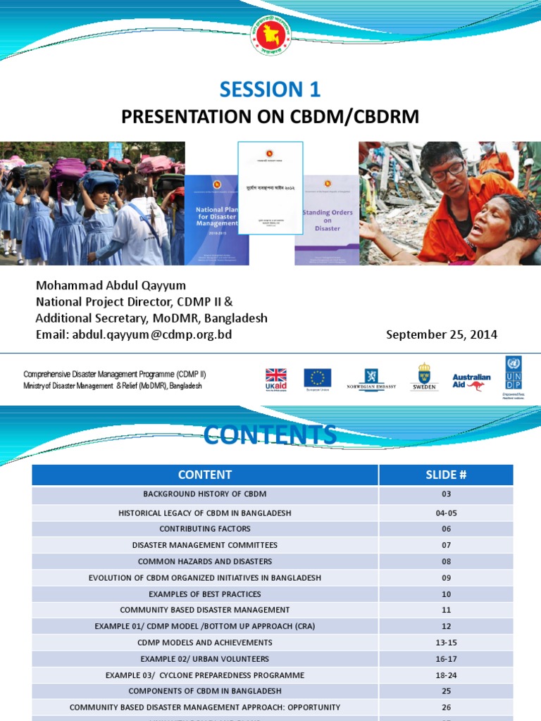 Presentation On Community Based Disaster Management | PDF | Emergency Management | Public Sphere