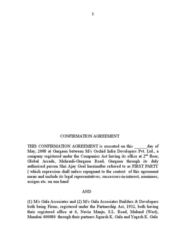Confirmation Agreement | PDF | Mortgage Law | Credit (Finance)