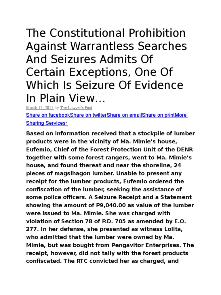 The Constitutional Prohibition | PDF | Search And Seizure | Search Warrant