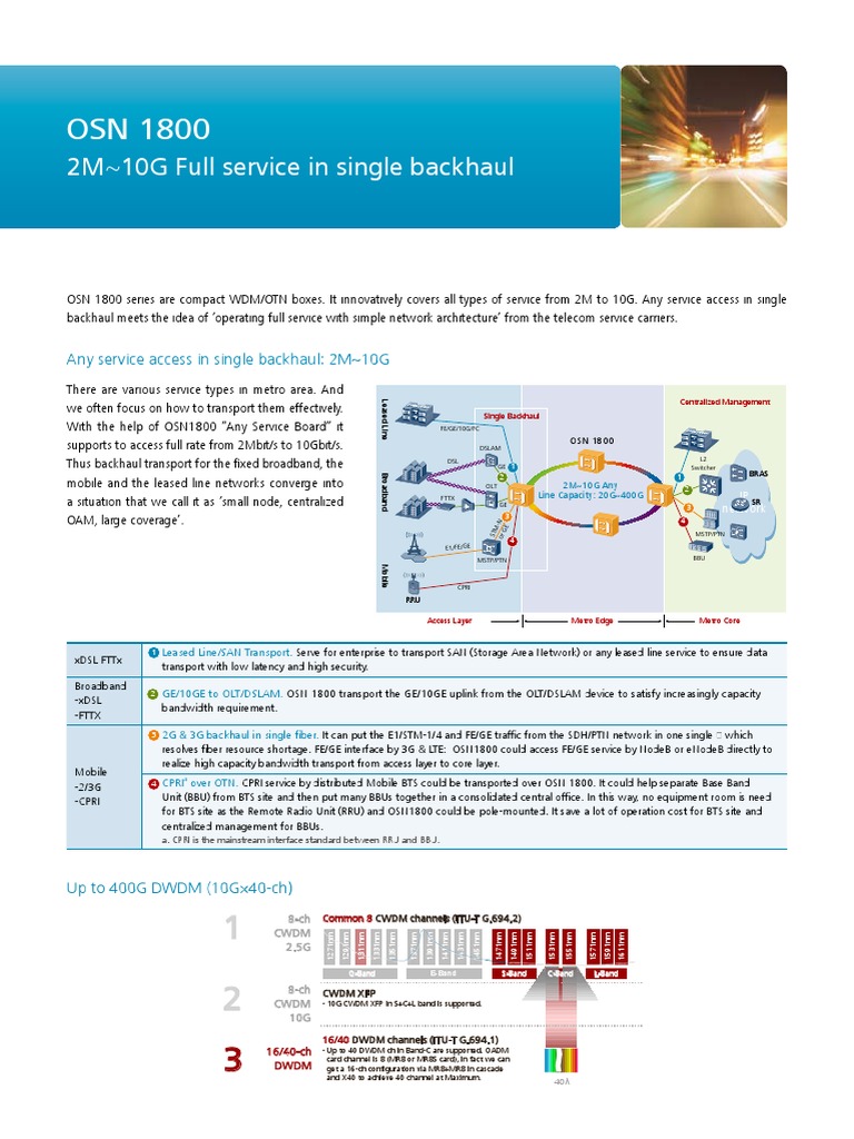 Huawei OPTiX OSN 1800 Hardware Specifications | Wavelength Division Multiplexing | Network ...