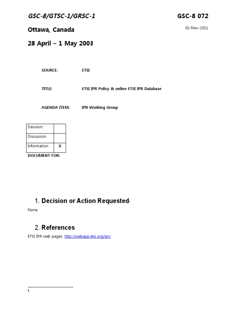 GSC-8/GTSC-1/GRSC-1 Ottawa, Canada 28 April - 1 May 2003 GSC-8 072 ...