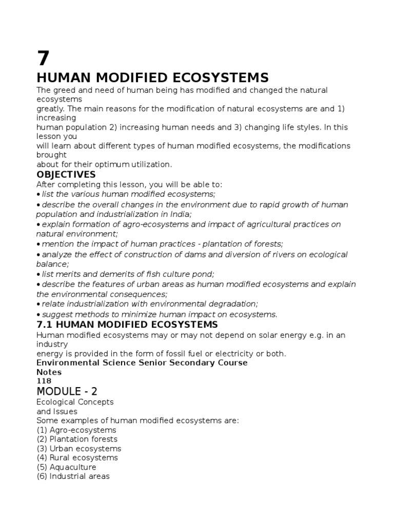Human Modified Ecosystems | PDF | Aquaculture | Agriculture