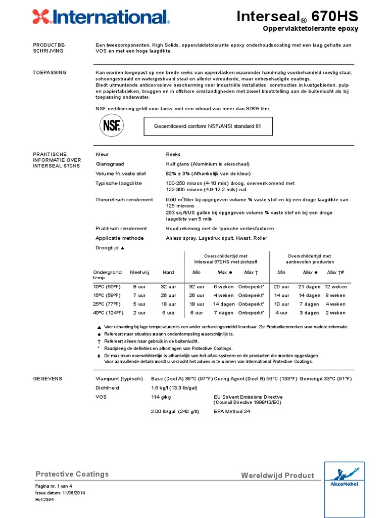 Interseal 670 HS Ned 11-6-2014 | PDF