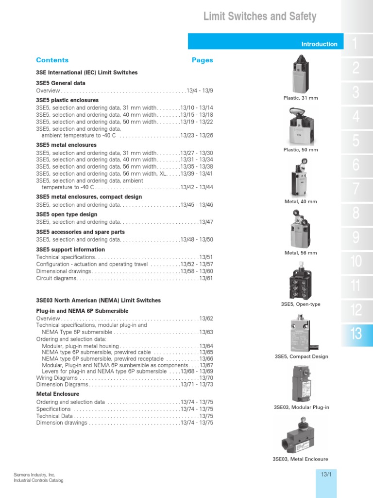 Limit Switches Siemens PDF | PDF | Electrical Connector | Switch