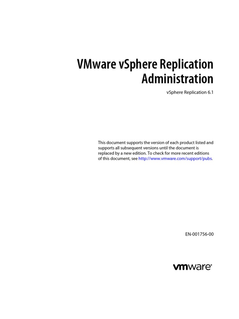 Vsphere Replication 61 Admin PDF | PDF | Replication (Computing) | V Mware
