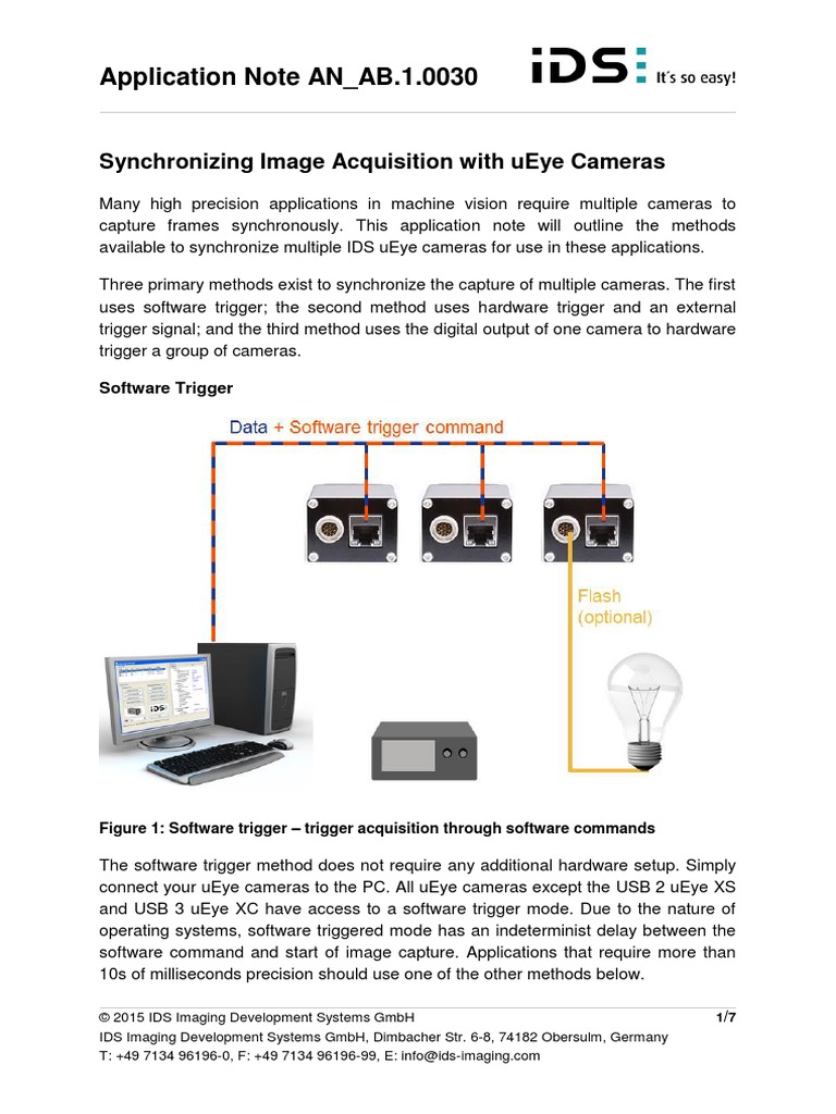 Synchronizing Image Acquisition UEye Cameras en | PDF | Flash (Photography) | Usb