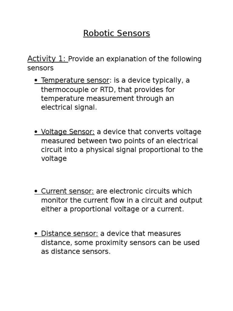 Robotics Sensors & Actuators Guide | PDF