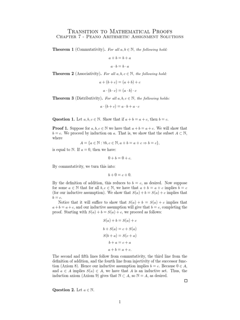 Peano Axioms and Arithmetic Proofs | PDF | Logical Consequence | Metalogic