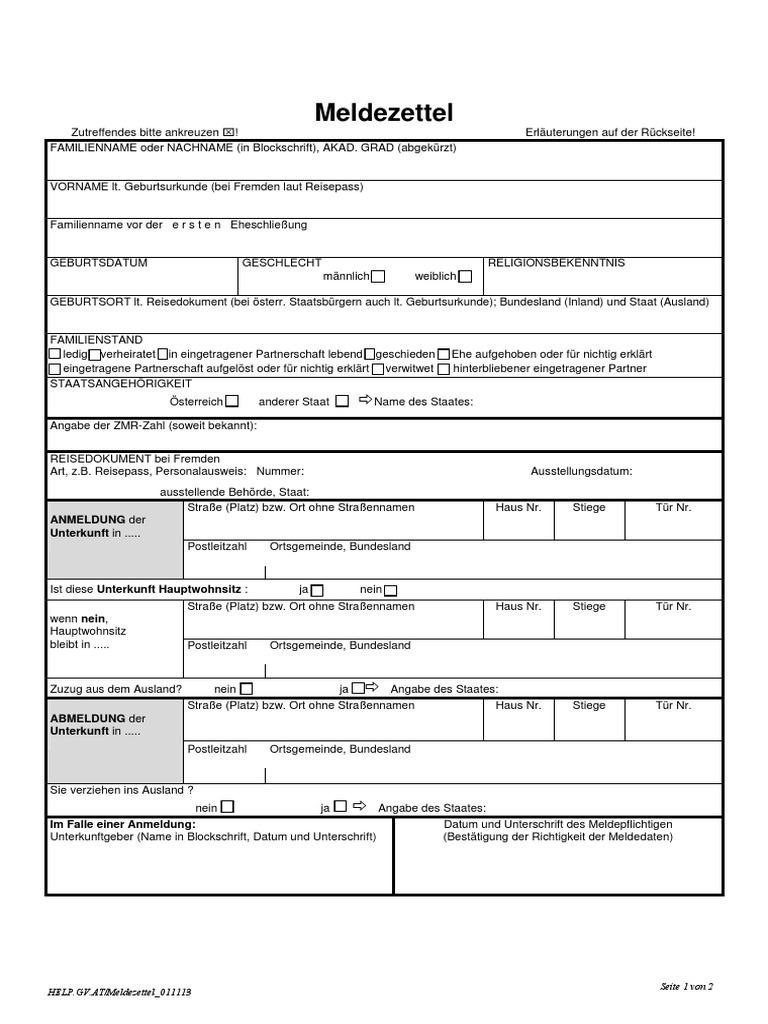 Melde Zettel