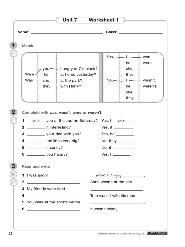 INGLES Unit 7 Worksheet PDF | PDF