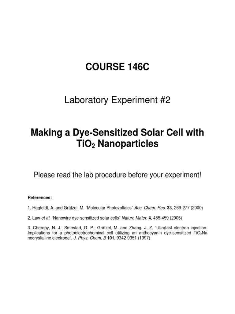 Solar Cell Lab for Engineering Students | PDF | Chemistry | Materials
