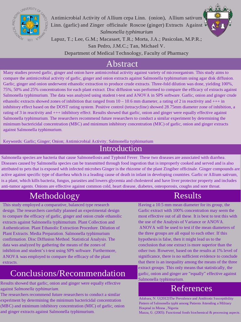 Antimicrobial Activity of Allium Cepa PDF | PDF | Salmonella | Analysis ...