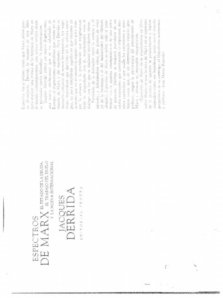 Jacques Derrida Espectros de Marx | PDF | Movimientos filosóficos ...