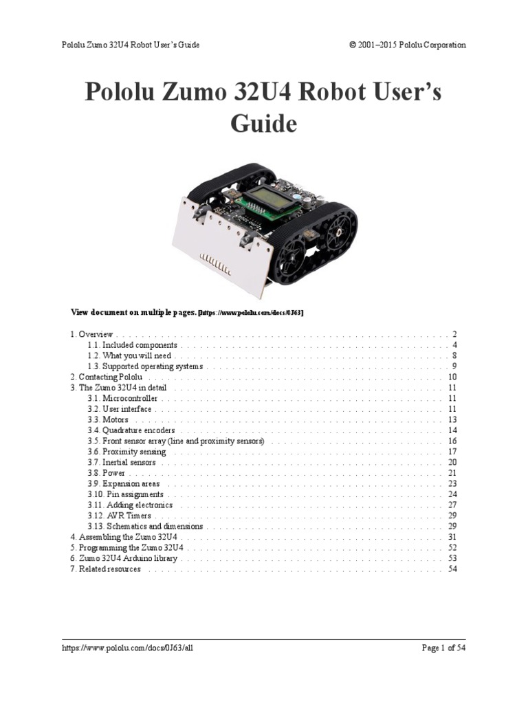 Zumo 32u4 Robot | PDF | Arduino | Battery (Electricity)