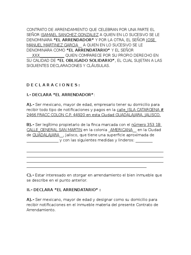 Contratocontrato de Renta de Casa | PDF | Pagos | Alquiler
