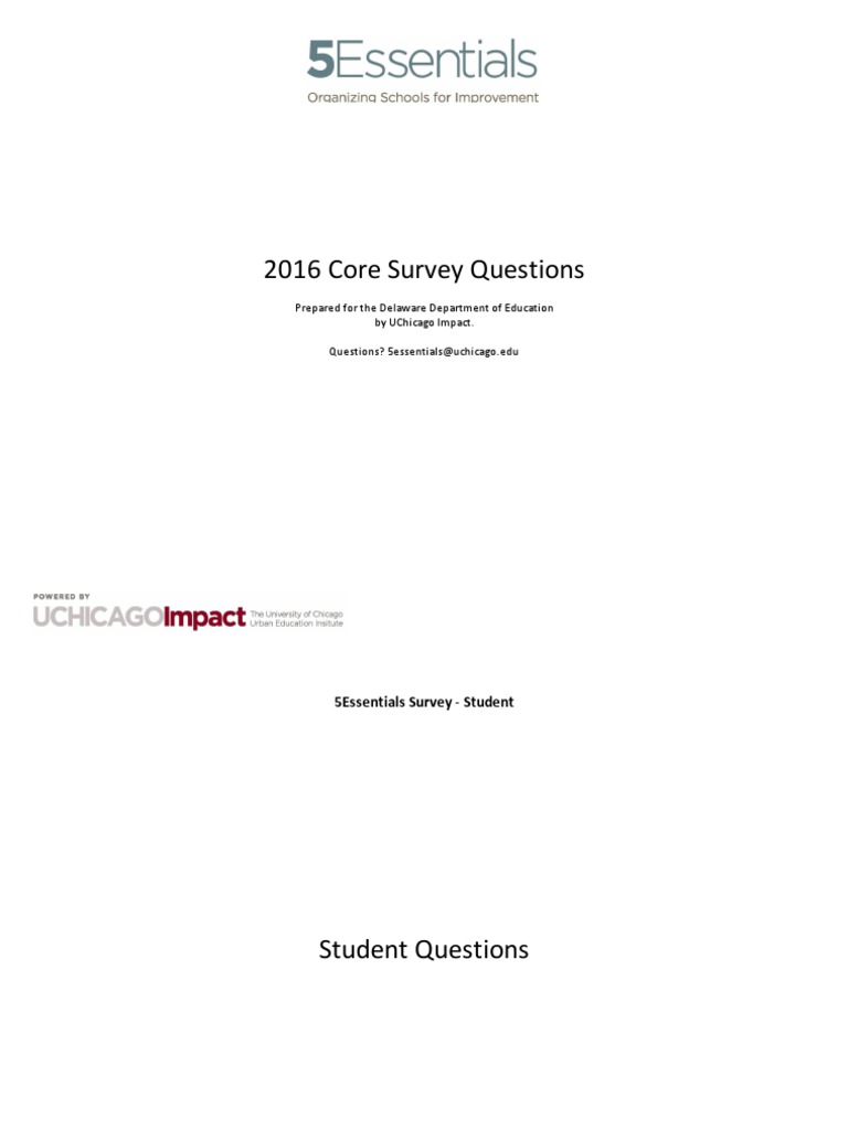 5 Essentials 2016 Survey Questions | PDF | Teachers | Curriculum