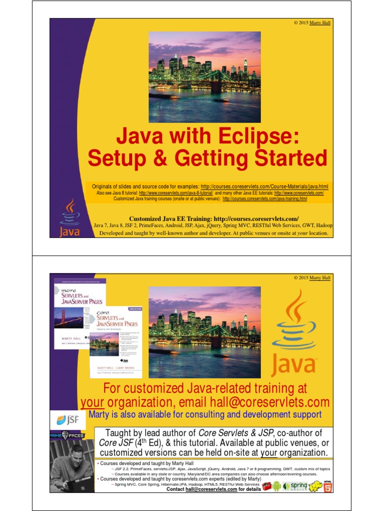 Java With Eclipse: Setup & Getting Started: For Customized Java-Related Training at | PDF