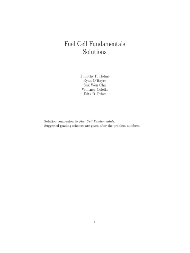 Fuel Cell FundamentaFuel Cell Fundamentals-Solutionsls-Solutions | PDF ...