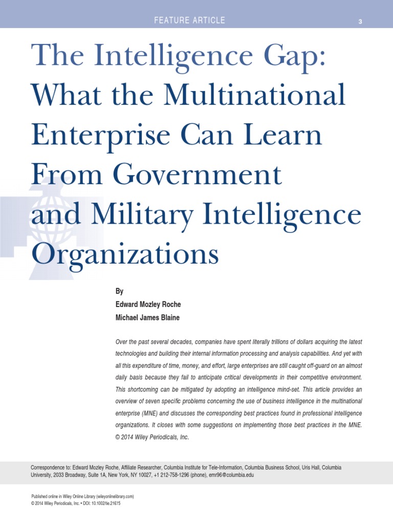 The Intelligence Gap | PDF | Data Analysis | Business Intelligence