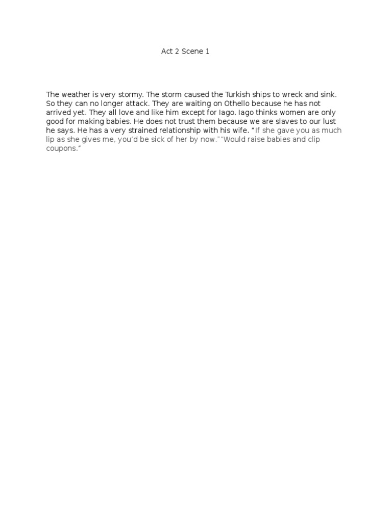 Stormy Conflict in Othello's Act 2 Scene 1 | PDF