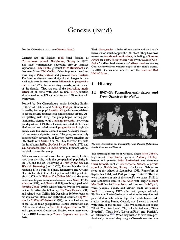 Original Members of Genesis Band | PDF | Progressive Rock | Rock Music