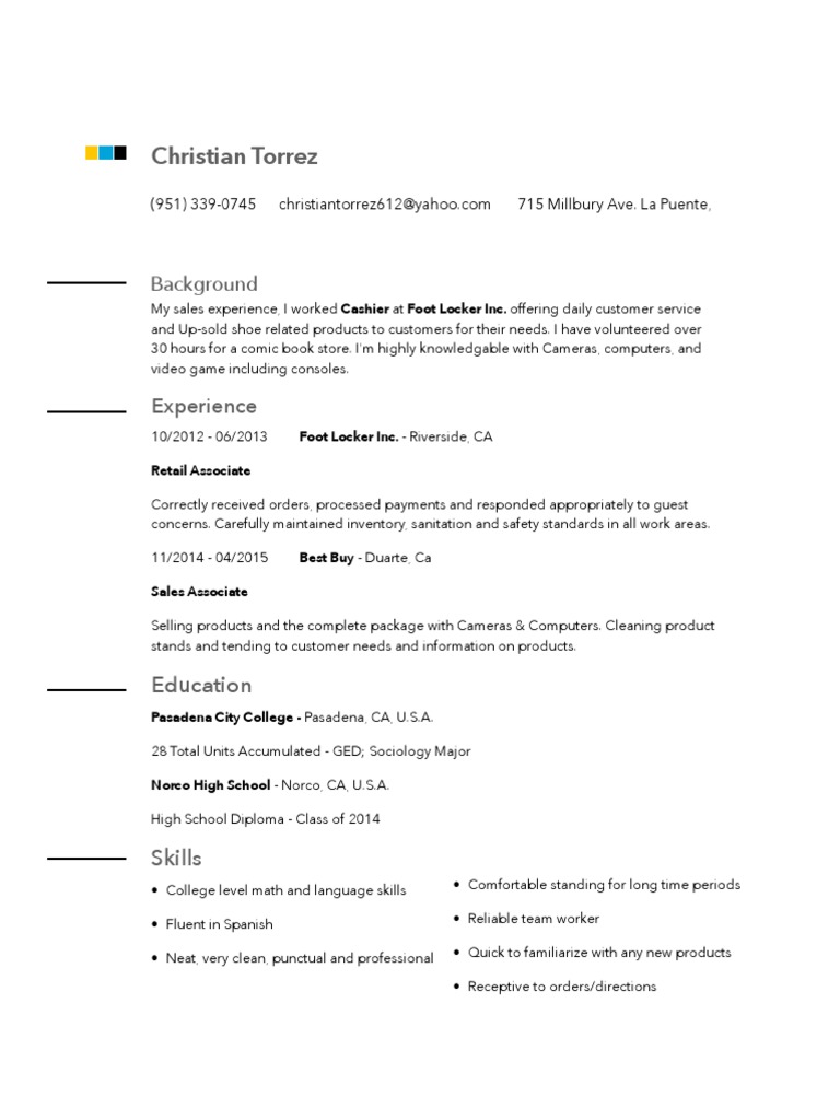 Christian Torrez's Sales Resume | PDF