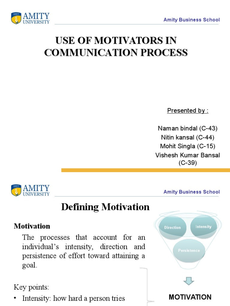 Use of Motivators in Communication Process | PDF | Motivation ...