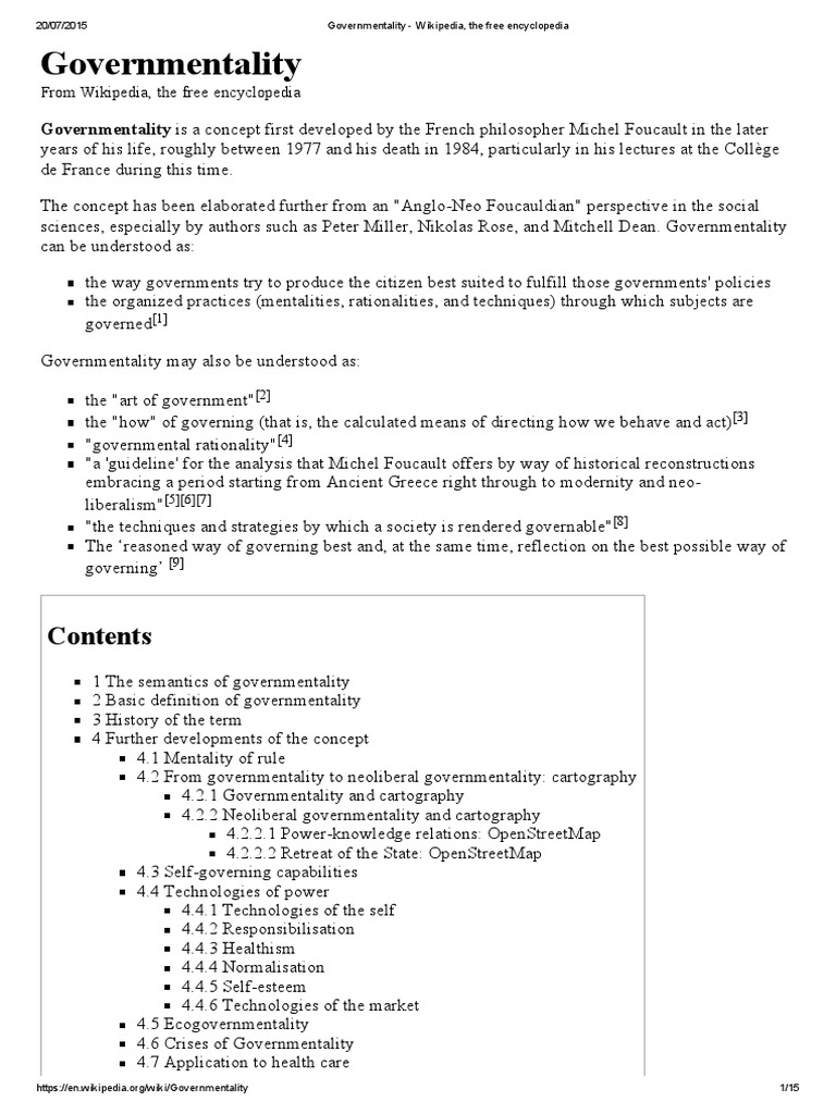 Governmentality - Foucault | PDF | Sociological Theories | Political ...