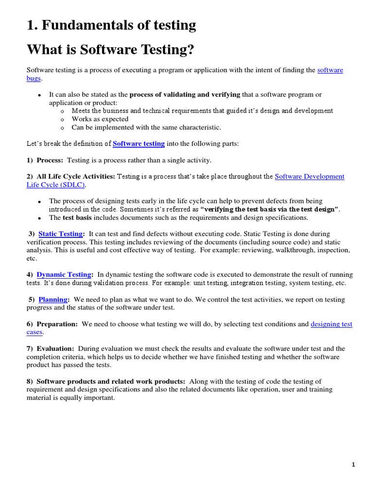 Fundamentals of Testing | PDF | Software Bug | Software Testing