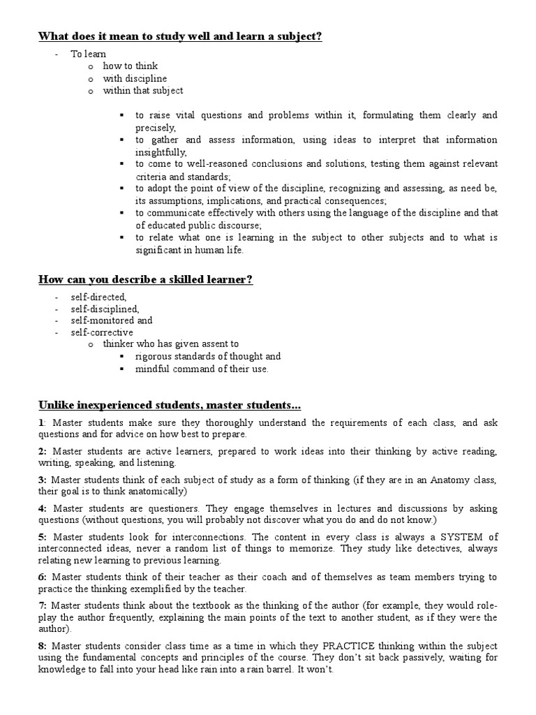 Study Skills Handout | PDF