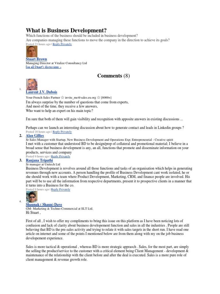 Business Development Insights | PDF | Business Development | Sales