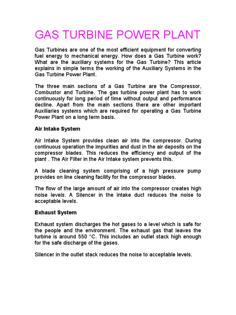 Gas Turbine Power Plant | PDF | Boiler | Steam