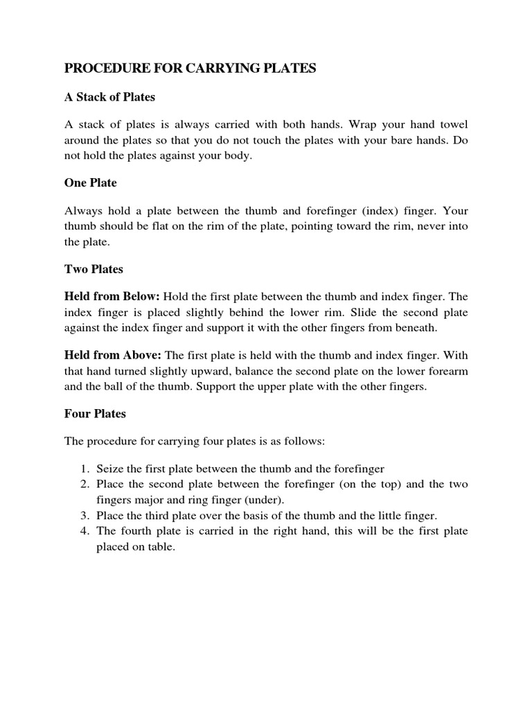 Techniques for Carrying Plates | PDF | Wellness
