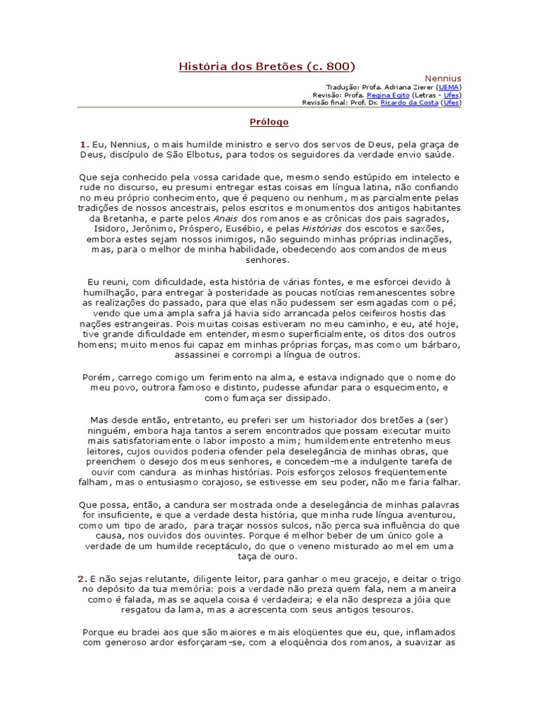 História Dos Bretões | Download grátis PDF | Eneias | Saxões