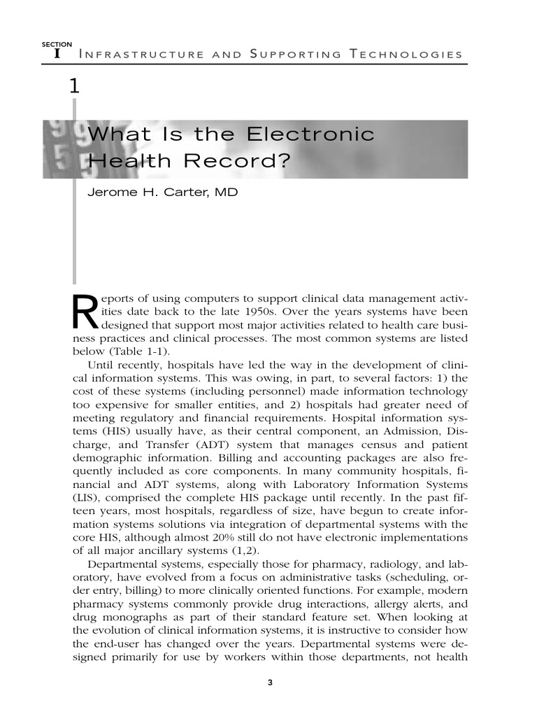 Ehr Chapter 1 Carter Pdf Electronic Health Record Databases