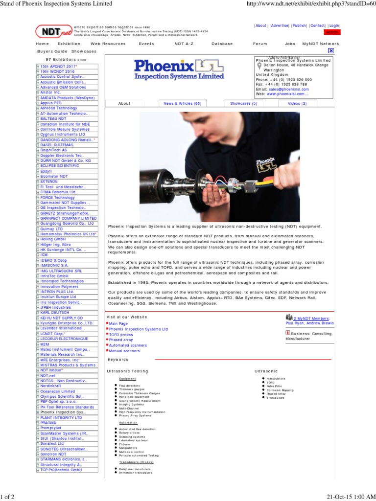 Stand of Phoenix Inspection Systems Limited | PDF | Medical Ultrasound ...