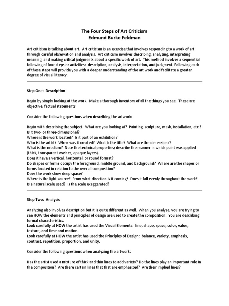 Art Criticism Four Steps | PDF | Composition (Visual Arts) | Color