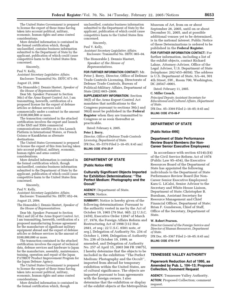 U.S. Defense Export Licensing Notices | PDF | United States Department ...