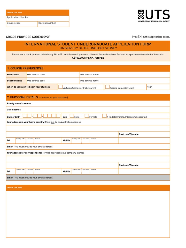Undergraduate Application Form International Students | PDF | Travel Visa | Credit Card