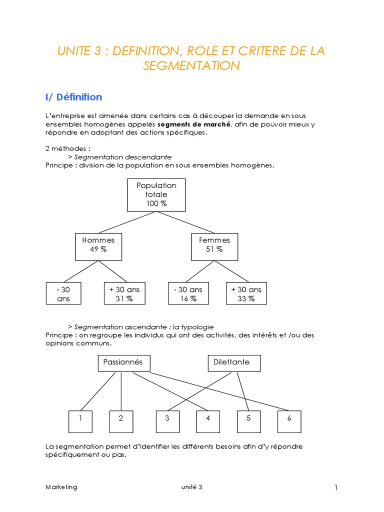 Définition et critères de segmentation | PDF | Stratégie marketing ...