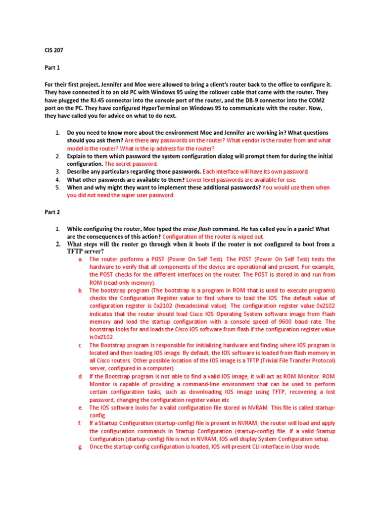 CIS 207 Unit 1 Case Project Questions | PDF | Booting | Read Only Memory