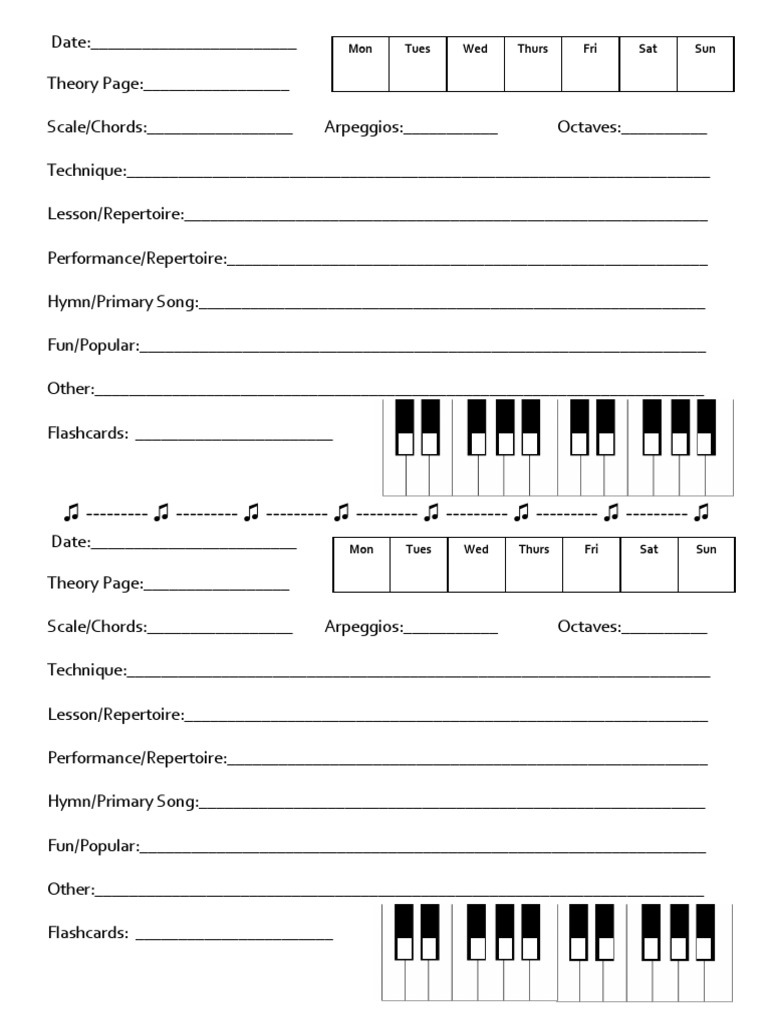 Weekly Music Lesson Planner | PDF | Career & Growth