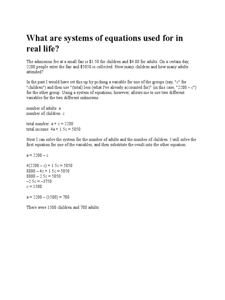Systems of Equations for Beginners | PDF