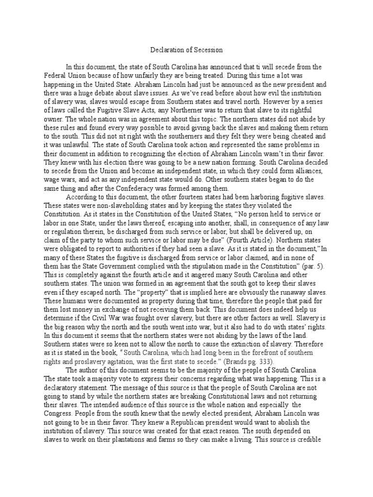 Declaration of Secession | PDF | Confederate States Of America | Union ...