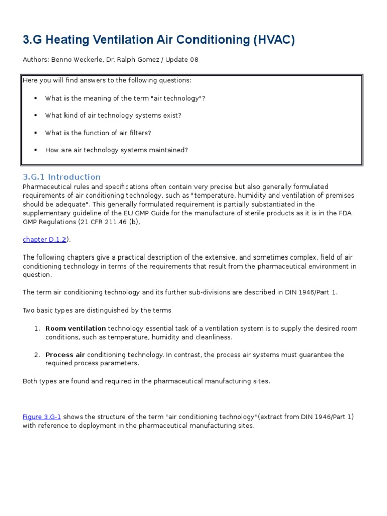 Hvac GMP Manual | PDF | Sterilization (Microbiology) | Filtration
