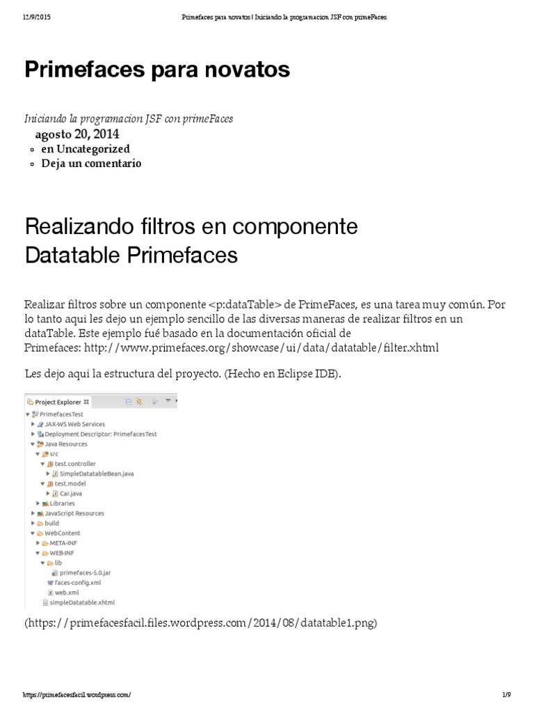 Primefaces para Novatos - Iniciando La Programacion JSF Con PrimeFaces | PDF | Ingeniería de ...