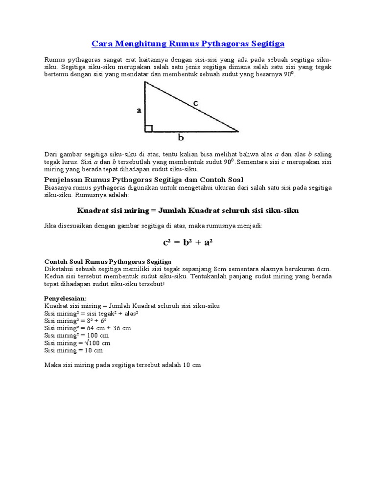 Rumus Pythagoras Segitiga | PDF