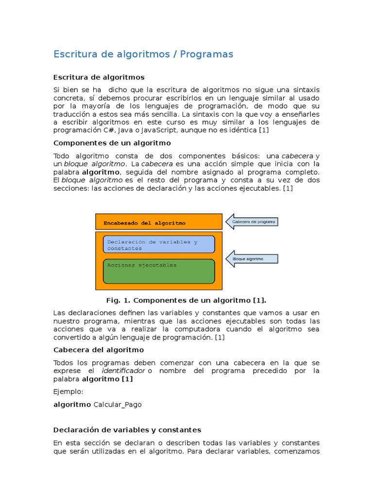 Escritura de Algoritmos | PDF | Algoritmos | Lenguaje de programación