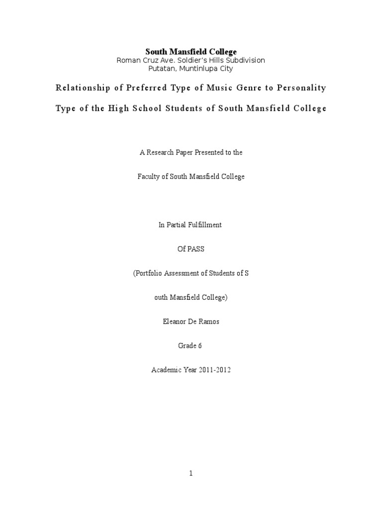 Music Genre and Personality Study | PDF | Personality Type ...