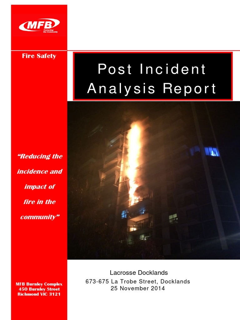 MFB-Post Incident Analysis Lacrosse Building Docklands, Melbourne | PDF | Wall | Fire Sprinkler ...